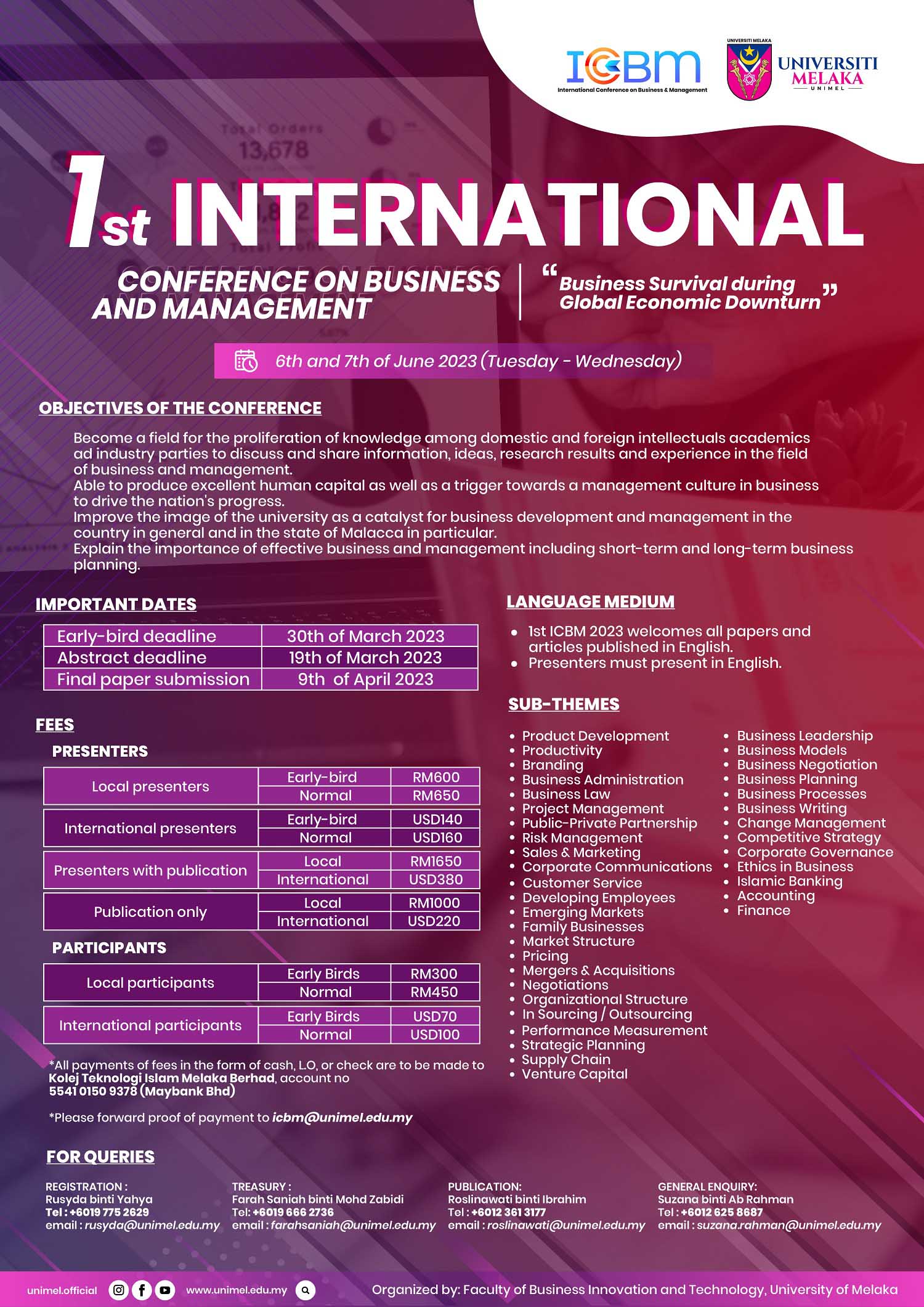 en - 1ST INTERNATIONAL CONFERENCE ON BUSINESS & MANAGEMENT (1ST ICBM)